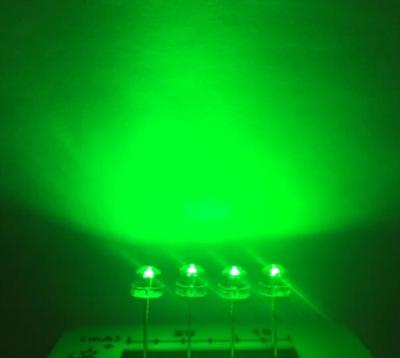 China 5mm Water Clear Straw Hat with Flange Green LED Short Legs Use for Indicator for sale