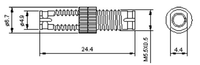 DIN Duplex Fiber Optic Adapter size diagram