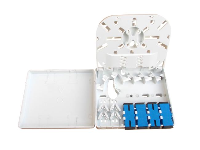 Close-up view of fiber termination box ports