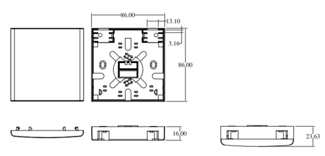 2 Port Fiber Optic Termination Box dimensions diagram