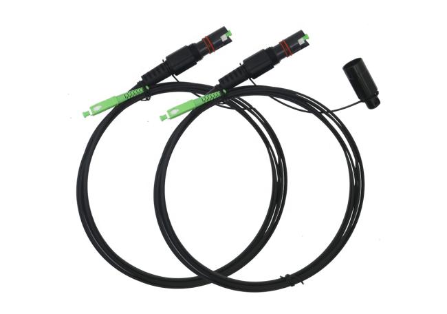 Close-up view of OptiTap Connector FTTA CPRI fiber optic connection