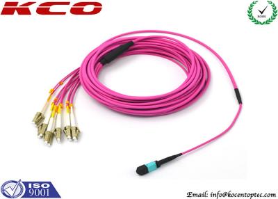 China MPO Breakout Cable Fan Out Kits Fiber Optics LC FC SC Type LSZH pink Cover for sale