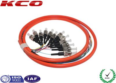 China ST multimode OM2 multifibers fanout fiber optic pigtails 12 cores fibers 3m for sale