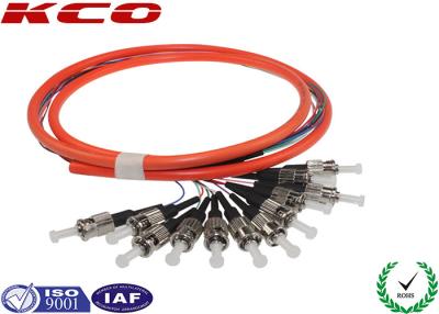 China ST multimode OM2 multifibers fanout fiber optic pigtails 12 cores fibers 3m for sale