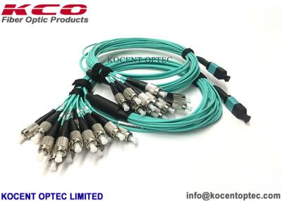 China Elite MPO 16core FC/UPC optische vezel patch cord OM4 50/125 Aqua LSZH 16 Fiber Te koop