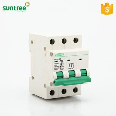 China 3P 230V SCB8-63 6kA Mini Circuit Breaker zu verkaufen