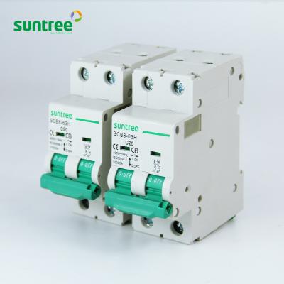 China Type C Double Pole 16 Amps Miniature Circuit Breaker for sale