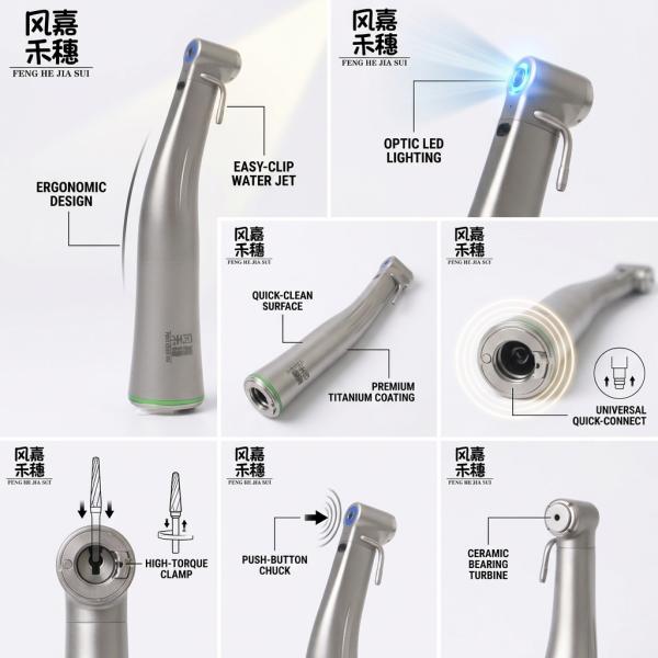 Quality 45 Degree Dental Surgical Handpiece with High-Precision Ceramic Ball Bearings and Rear Exhaust System for Precision Procedures for sale