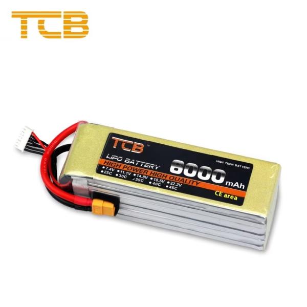 Quality 6000mAh 35C Discharge Rate 6S 22.2V FPV Drone Battery UAV Lithium-Ion Battery Pack for Racing FPV Drones for sale