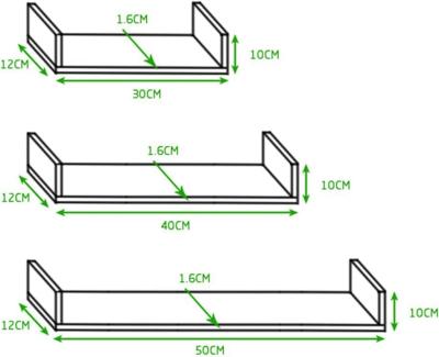 Cina Ripiani da parete in legno rosa a forma di U regolabili Set di 3 per bagno soggiorno in vendita