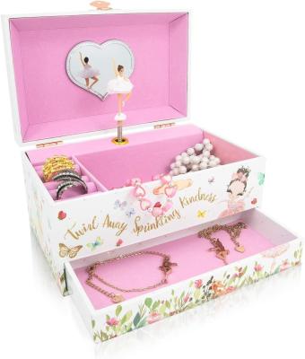 China Music Box Ballerina Wooden Jewelry Box For Kids And Boys Gift Hand Cranked Toy Box for sale