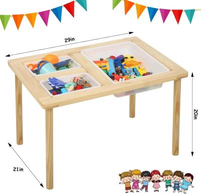 China Wooden Sensory Table with 3 Bins for Toddlers Stand Classification Non-folding Rack for sale