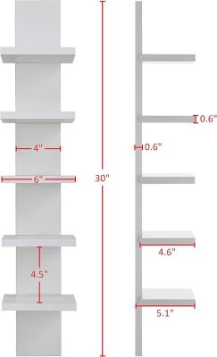Cina 5 Livello 5.1 X 6 X 30 Ripiano a colonna verticale bianco Ripostiglio galleggiante Arredamento generale Arredamento domestico in vendita