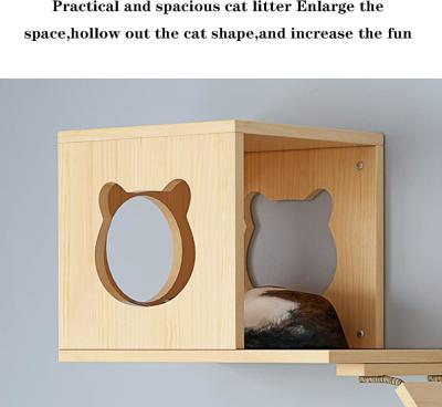 中国 カスタムサイズ 壁にマウントされた猫ベッド リビングルームで登るための木製の猫の板棚 販売のため