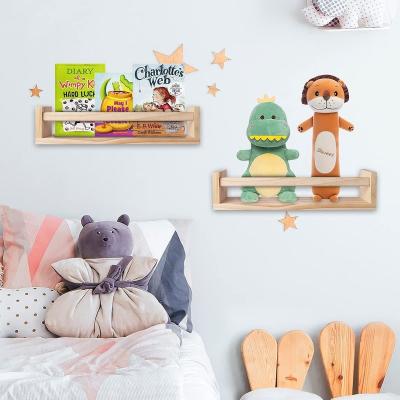 Cina Imballaggio della posta Decorazione della casa e ripiani per bambini Set di 2 libri a parete galleggianti in legno naturale in vendita
