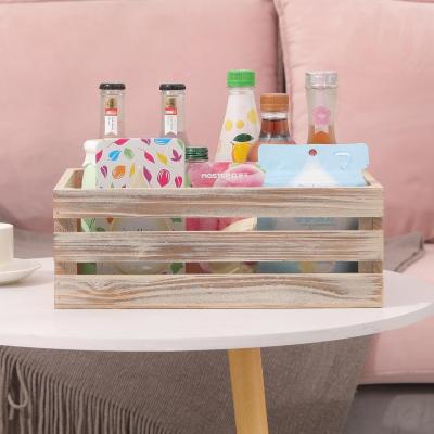 China Decorative Wooden Storage Container Boxes Set Of 3 Crates with Handles 13.25x9.5x5.5 for sale