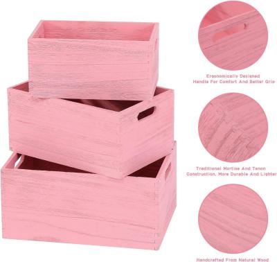 China Handcrafted Wooden Storage Set for Vegetables and Bread Fruits 3-Piece Nesting Crate for sale