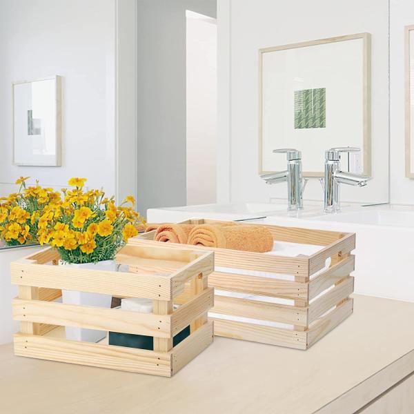 Quality Home Decoration Wooden Crates with Handle in Brown Gray or Custom Color for sale