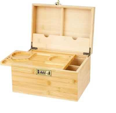 China Einfache Holzkiste mit abnehmbarem Tablett und Kombinationsschloss zu verkaufen