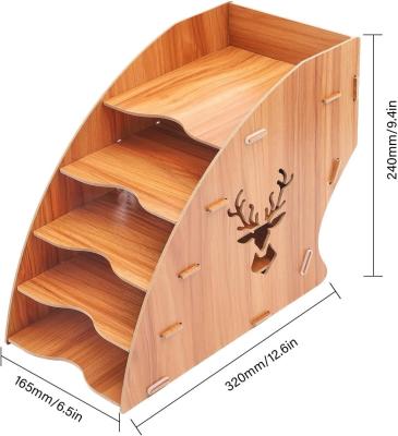 China Wooden Desktop Paper Storage File Rack 5-Layer Slot Tray For Solid Wood Invoice Banknote for sale