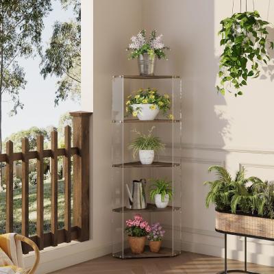 China Multipurpose Storage Bookcase with Acrylic and Wooden Corner Display Shelves for sale