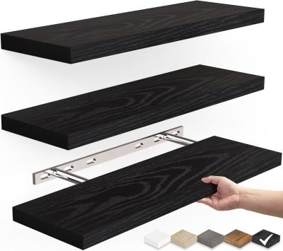 China 16In Black Mdf Floating Shelves Set Of 3 For Books Storage Room High Quantity Advantage for sale