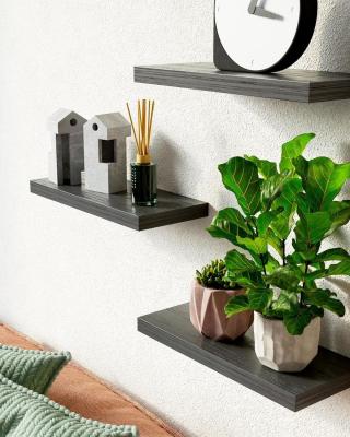 China 16In Black Mdf Floating Shelves Set Of 3 For Books Storage Room High Quantity Advantage for sale