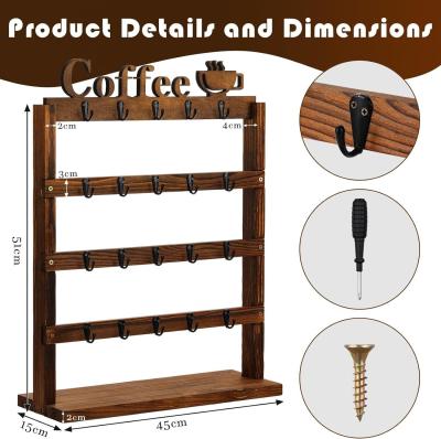 Cina Rustico Vintage Legno Tazza di caffè Regal di 4 Livelli Legno Contatore Top Coppa Portante in vendita