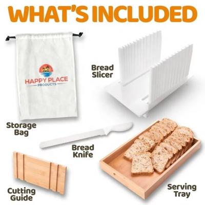 China Wooden Bread Slicer with Anti-Slip Silicone and Super Stable Base Handmade Wood Cutter for sale