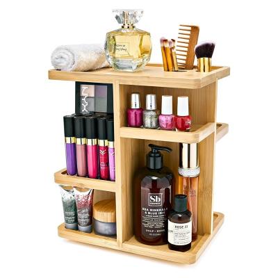 China Versatile Makeup Organizer Bamboo Wood Make Up Storage Carousel for Skin Care Load ≤5kg for sale