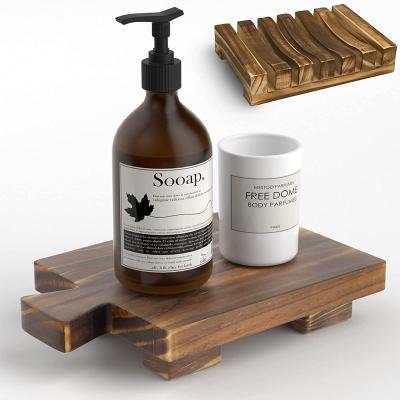 China Small Wood Tray Pedestal Stand for Decorative Wooden Riser in Kitchen Soap Dish Holder for sale