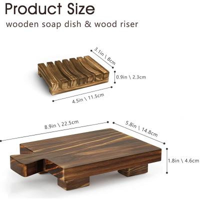 China Small Wood Tray Pedestal Stand for Decorative Wooden Riser in Kitchen Soap Dish Holder for sale