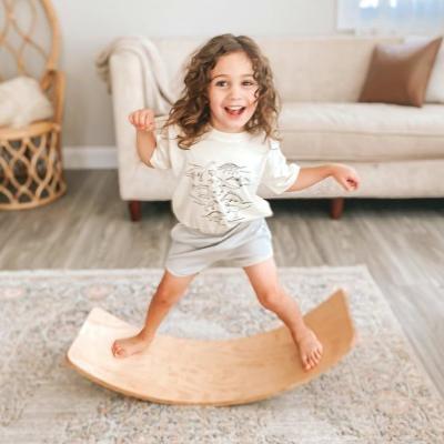 China Customized Logo Wood Wobble Board Set of 2 for Adults in Gym and Surf Montessori Game for sale