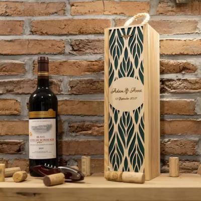 China Caixa de vinho de madeira rectangular com impressão personalizada de aniversário de casamento à venda