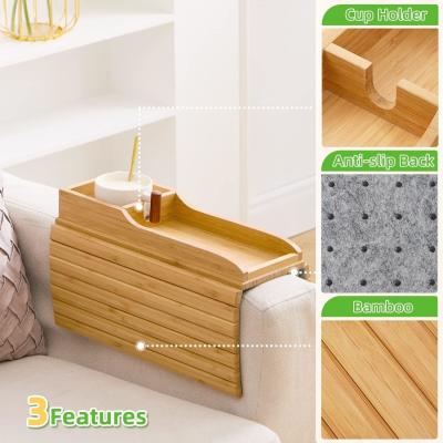 Cina Portable Divano Arm Tray Table Divano di Bambù Naturale Divano Divano Portacoppa con Laminazione lucida in vendita