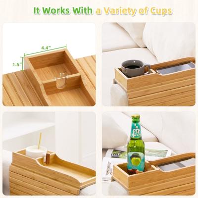 Cina Portable Divano Arm Tray Table Divano di Bambù Naturale Divano Divano Portacoppa con Laminazione lucida in vendita