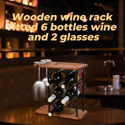 Cina Scatola di vino in legno in rilievo con vassoio realizzato a mano contiene 6 bottiglie e 2 bicchieri in vendita