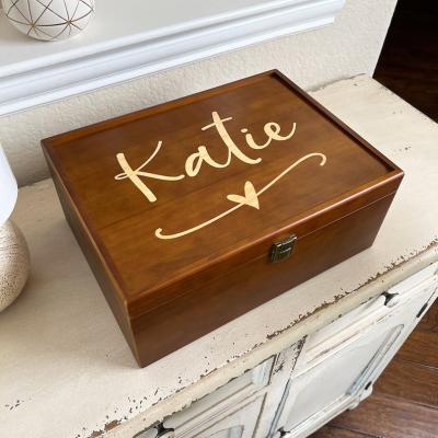 China 6.2*6.2*4.48 Personalized Wooden Box Tableware Keepsake Box for 5th Anniversary Gift for sale