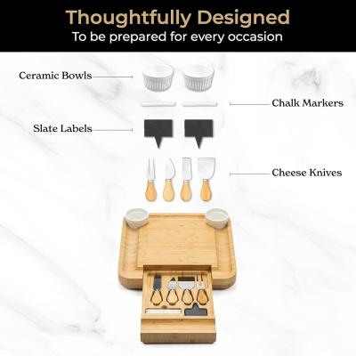 Cina Personalizzazioni in bambù di colore naturale Cheese Board And Knife Set Charcuterie Boards Gift Set in vendita
