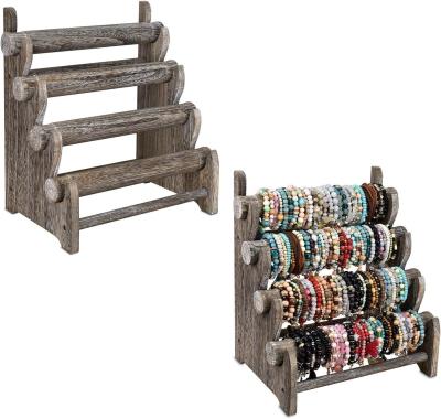 China Wooden 4 Tier Jewelry Bracelet Display Stand Organizer Holder Home Storage 12 W x 9 D x 14 H for sale