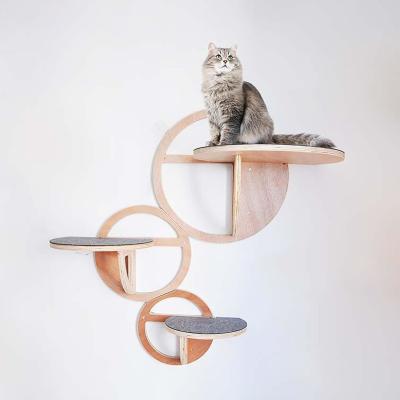 China Houten muur gemonteerde kattenplanken Set van 3 duurzaam kattenhuis voor katten Pine triplex Te koop