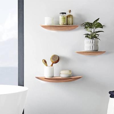 Cina Pacchetto regalo Set di 3 scaffali galleggianti in legno di acacia per soggiorno camera da letto casa di campagna in vendita