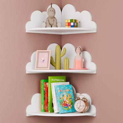 China Custom Order Accepted Wooden Cloud Corner Wall Display Shelf for Craft Organization for sale