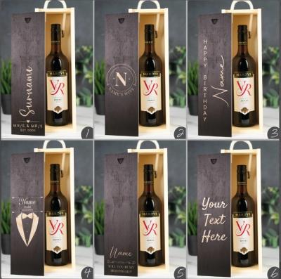 Cina Scatola di vino in legno fatta a mano con incisione laser personalizzata e coperchio scorrevole personalizzato in vendita