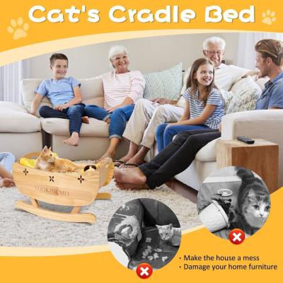 China Wooden Elevated Cat Bed with Removable Soft Mat Rocking Bed Elevated Dog Training Bed for sale