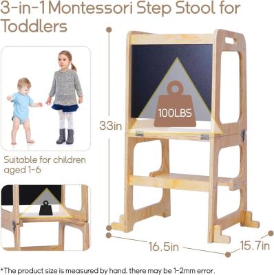 Cina Logo personalizzato Acceptabile Bambino in legno Regolabile in altezza Torre di aiuto per l'apprendimento della cucina in vendita