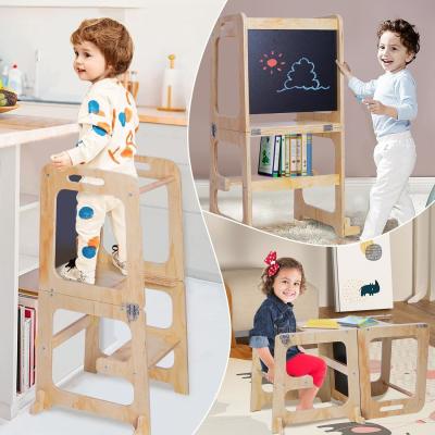 Cina Logo personalizzato Acceptabile Bambino in legno Regolabile in altezza Torre di aiuto per l'apprendimento della cucina in vendita