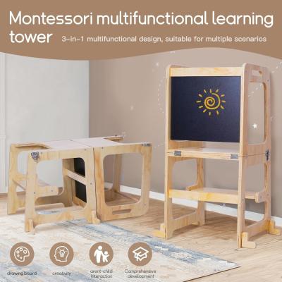 Cina Logo personalizzato Acceptabile Bambino in legno Regolabile in altezza Torre di aiuto per l'apprendimento della cucina in vendita