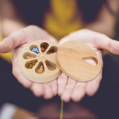China 7-Day Pill Organizer Case Box Twist Top Design Wooden Pill Box for Medicine Vitamin Custom for sale