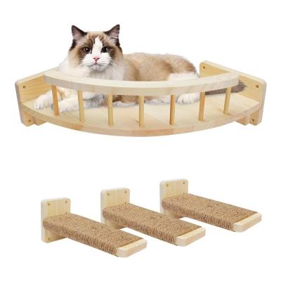 Cina Colore macchiato ripiani per gatti e cullati Disegno in legno sostenibile ripiani per gatti in vendita